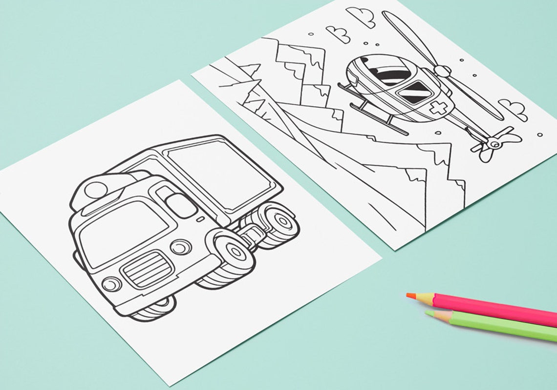 Vehicles 2+: Coloring Pages, 40 Simple and Fun Drawings to Color for ...