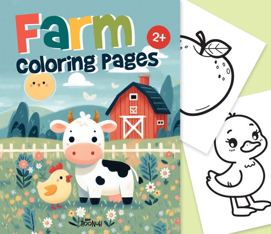 Farm 2+: Coloring Pages, 40 Simple, Big, Easy-to-color Illustrations ...