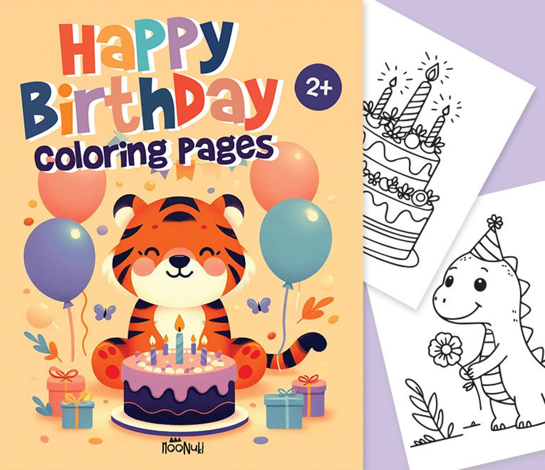 Happy Birthday 2+: Coloring Pages for Kids 2-4, 20 Big and Easy to ...