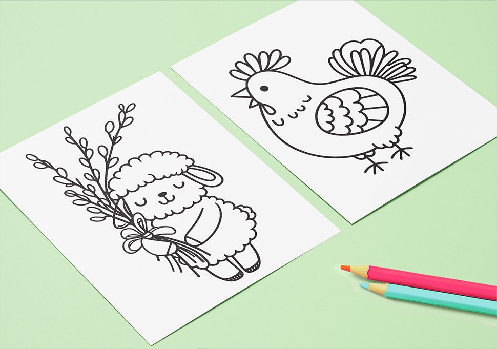 Easter 2: Simple & Big Printable Coloring Book for Toddlers, 20 Easy ...
