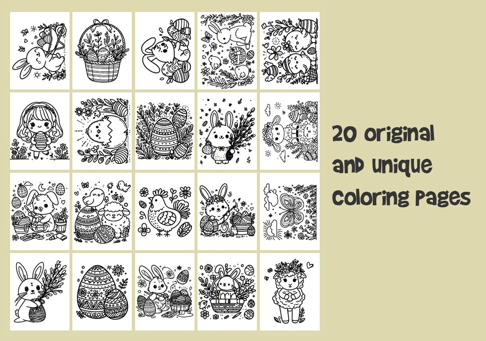 Easter 4+: Cute & Fun Printable Coloring Book for Kids 4-8, 20 ...