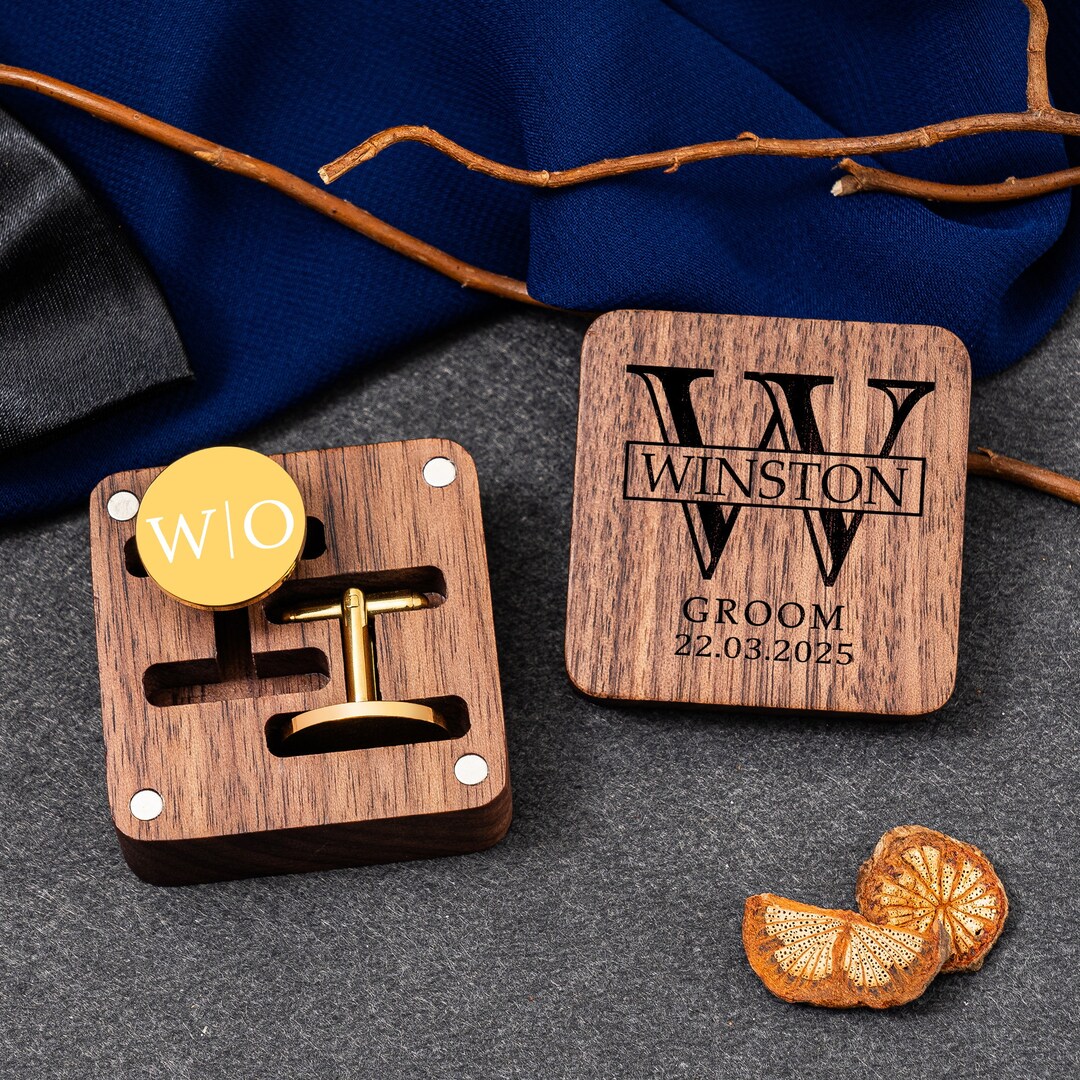 Personalized Cuff Links Box With Custom Design, Engraved Cufflinks ...