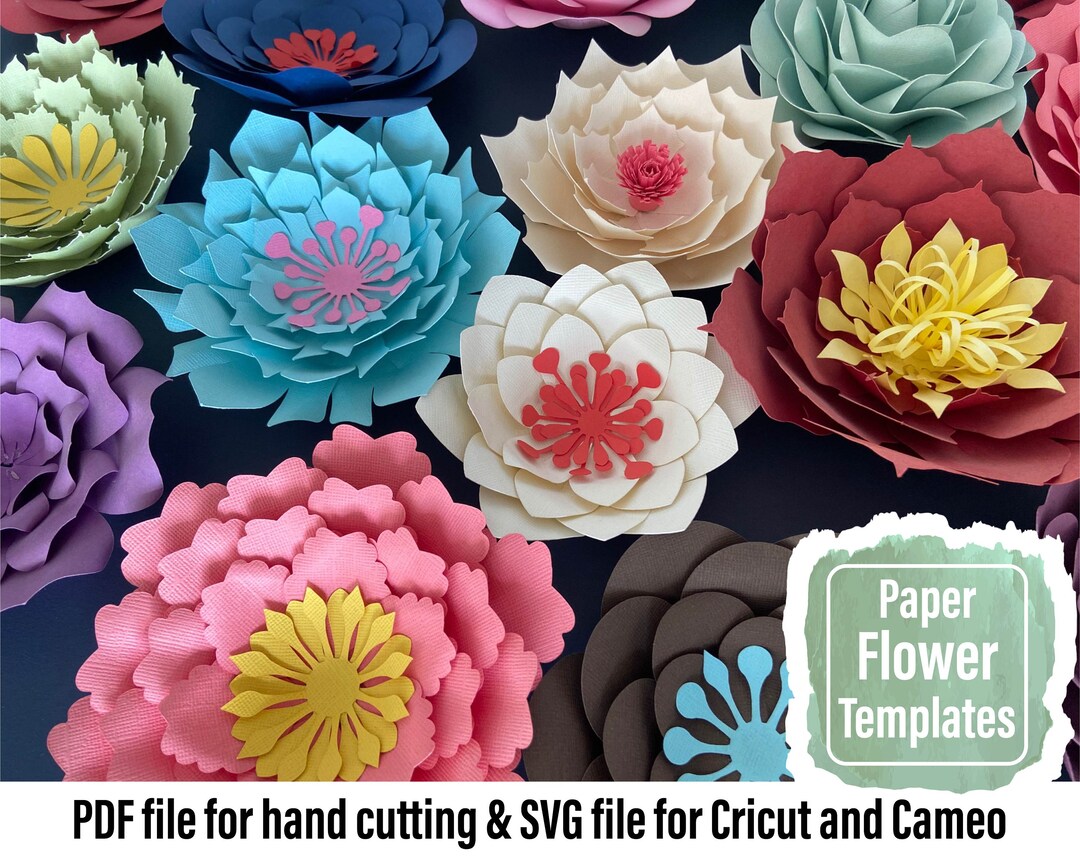 Paper Flower Templates PDF, SVG, PNG, Paper Flowers for Nursery Decor ...