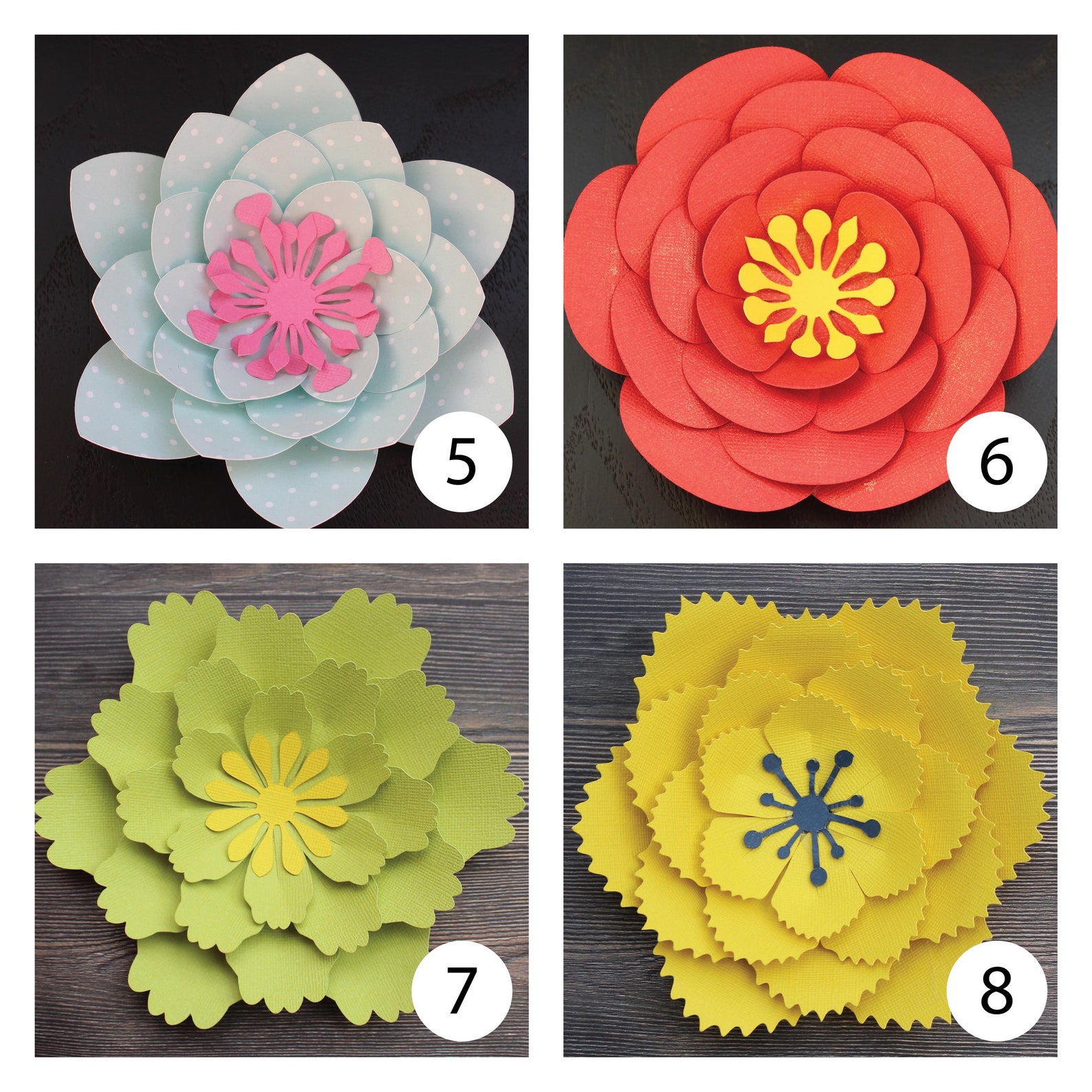 21 Giant Paper Flowers Template SVG Diy Paper Flowers - Etsy