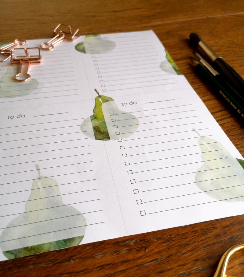 To Do List to Print With Watercolor Pears Download Task Block to Do ...