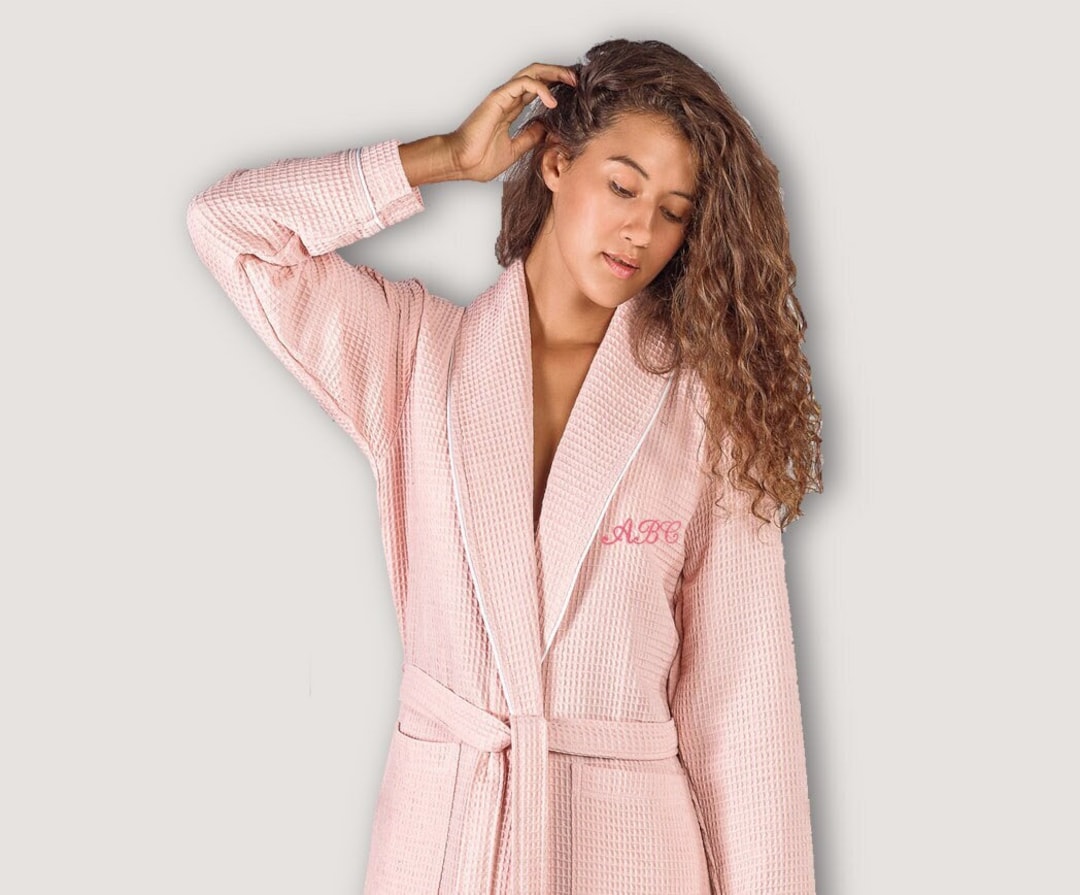 Embroidered Robe With Name Custom Waffle Robe Personalized Waffle ...