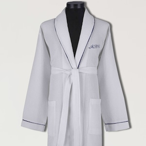 White Custom Waffle Robe Personalized Waffle Bathrobe Embroidered Robe ...
