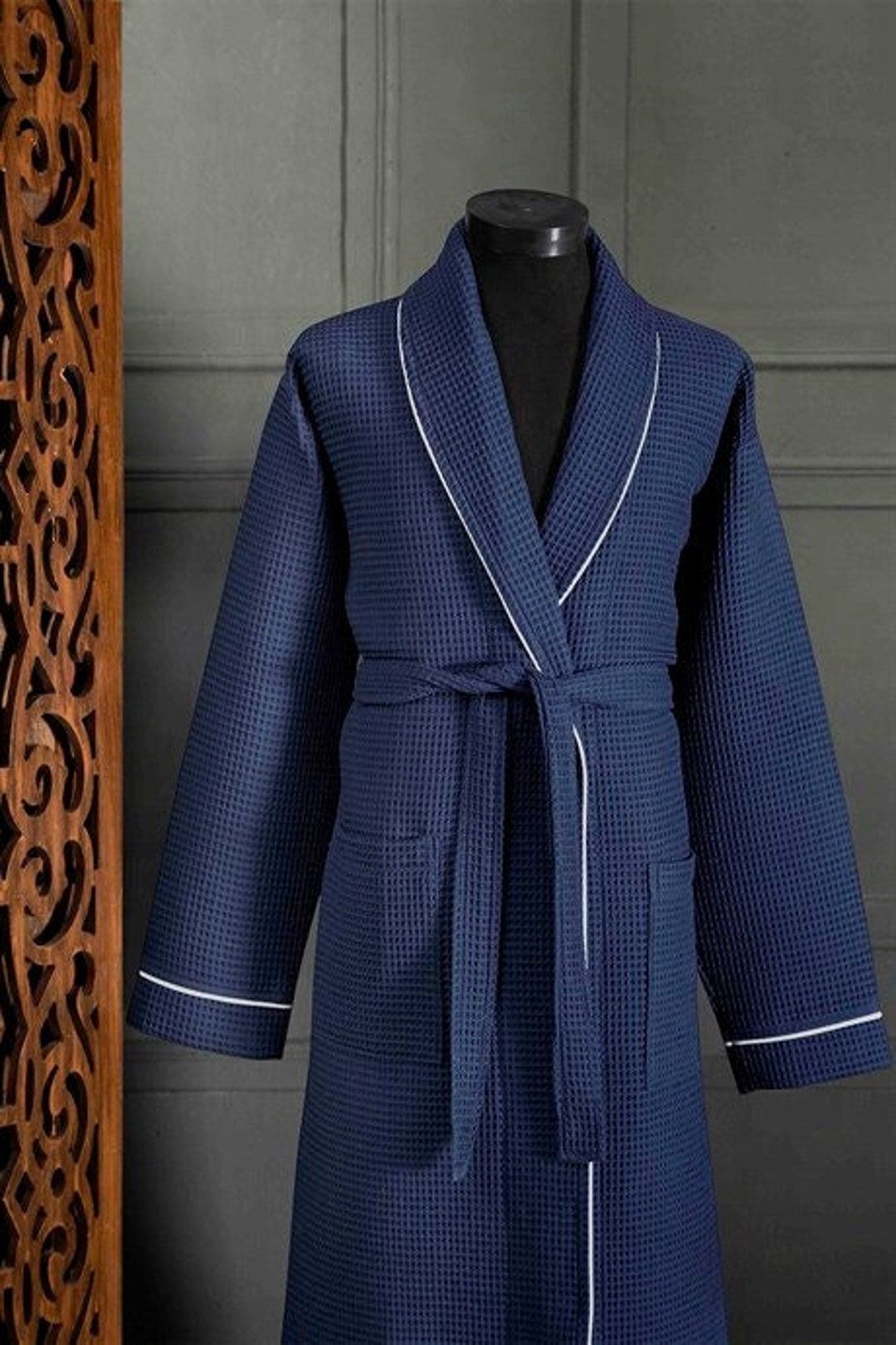 Blue Waffle Custom Robe | Unisex Cotton Bathrobe for Men & Women ...