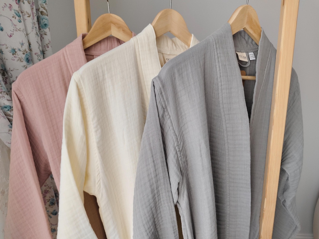 Custom Cotton Robe Personalized Kimono Robe Turkish Muslin Robe Custom ...