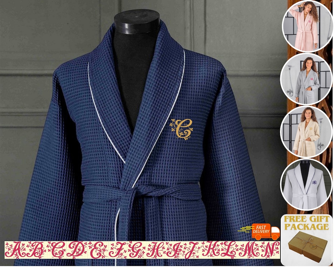 Custom Initials Waffle Robe for Her Him Embroidery Mom Gift Bridesmaid ...