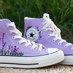 Custom Embroidered Converse: Lavender Floral Chuck Taylor Sneakers - Etsy