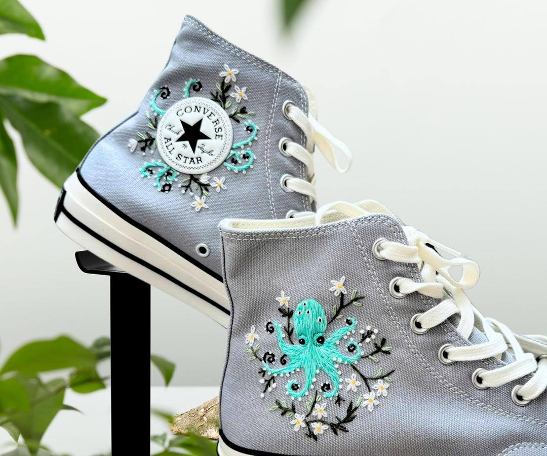 Custom Converse Chuck Taylor Octopus Embroidered Converse Shoes, Daisy ...