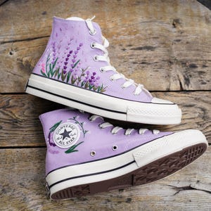 Custom Embroidered Converse: Lavender Floral Chuck Taylor Sneakers - Etsy