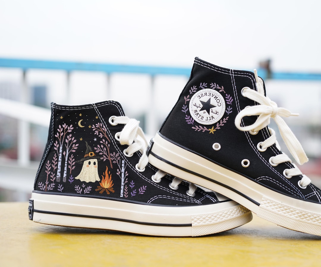 Embroidered Ghost Converse: Custom Halloween Sneakers - Etsy