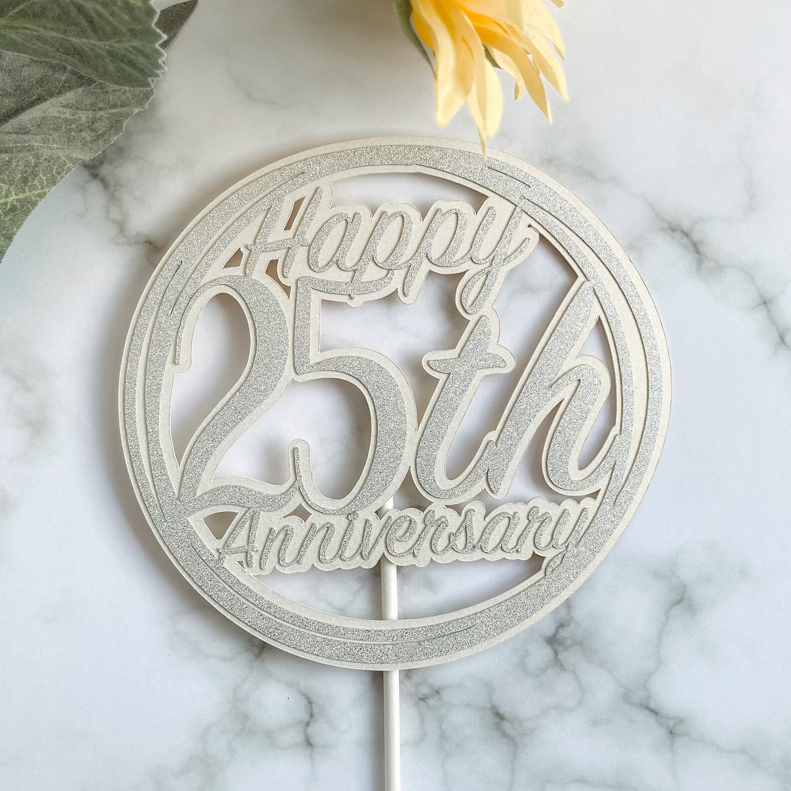 Glitter 25th Anniversary Cake Topper - Etsy UK