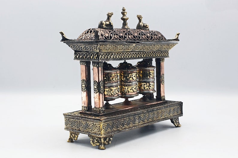 8 Inches Tibetan Buddhist Handcrafted 3 Hand Spinning Prayer Wheel From ...