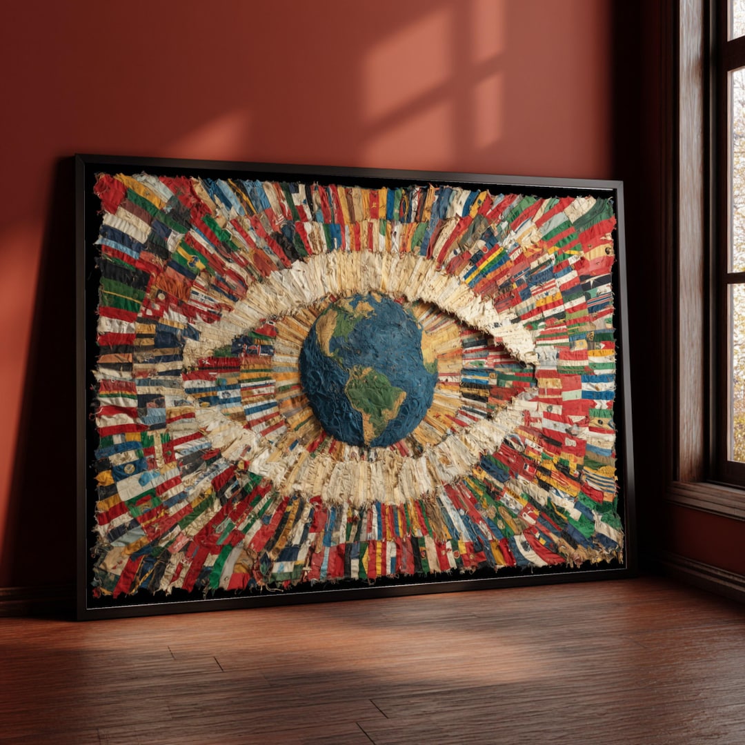 Global Unity Eye Canvas Art, Multinational Flags Collage - Etsy