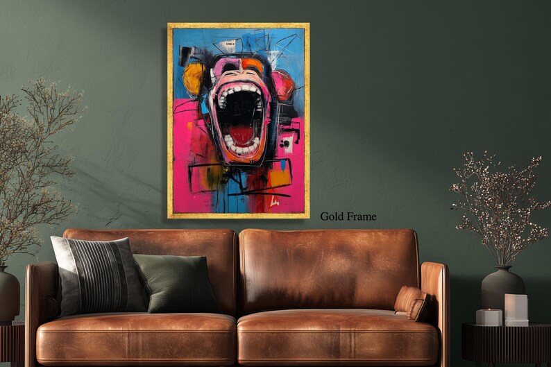 Vibrant Abstract Monkey Art, Pop Color Canvas, Urban Expressionism Wall ...