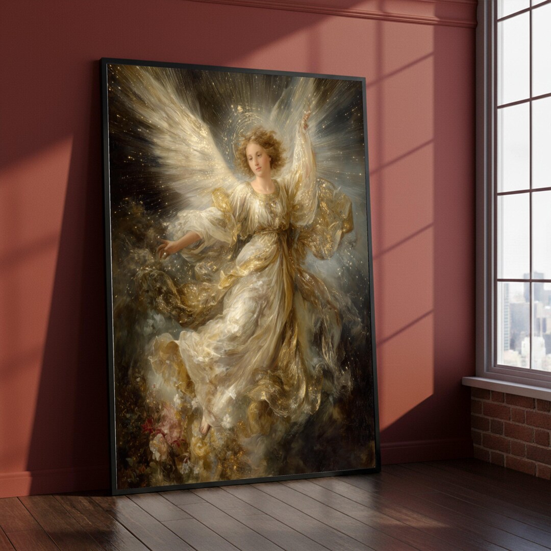 Ethereal Angel Canvas Art, Golden Light Spiritual Home Decor - Etsy
