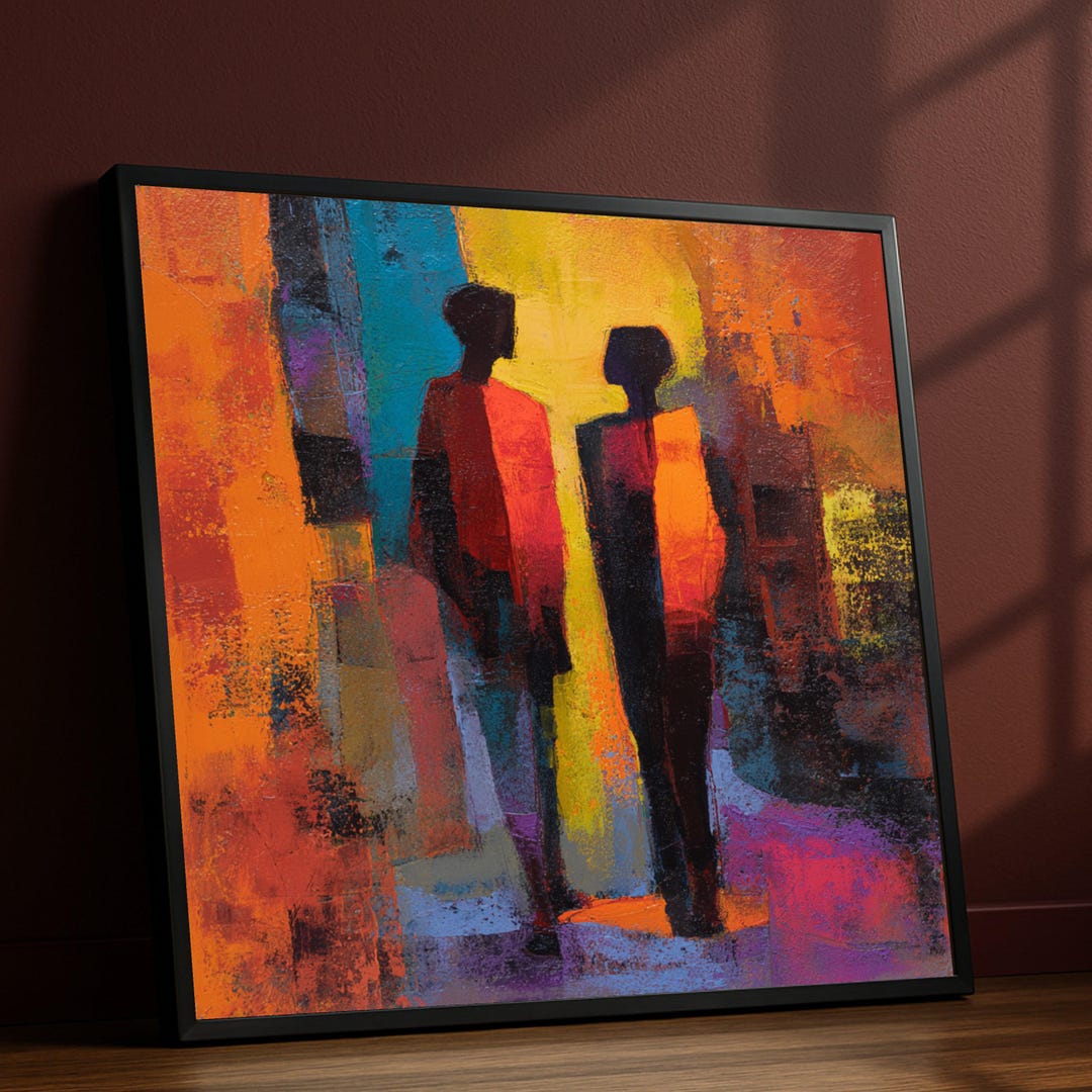Abstrakte Figuren Leinwand Kunst, bunte Silhouetten, modernes Wohndekor ...