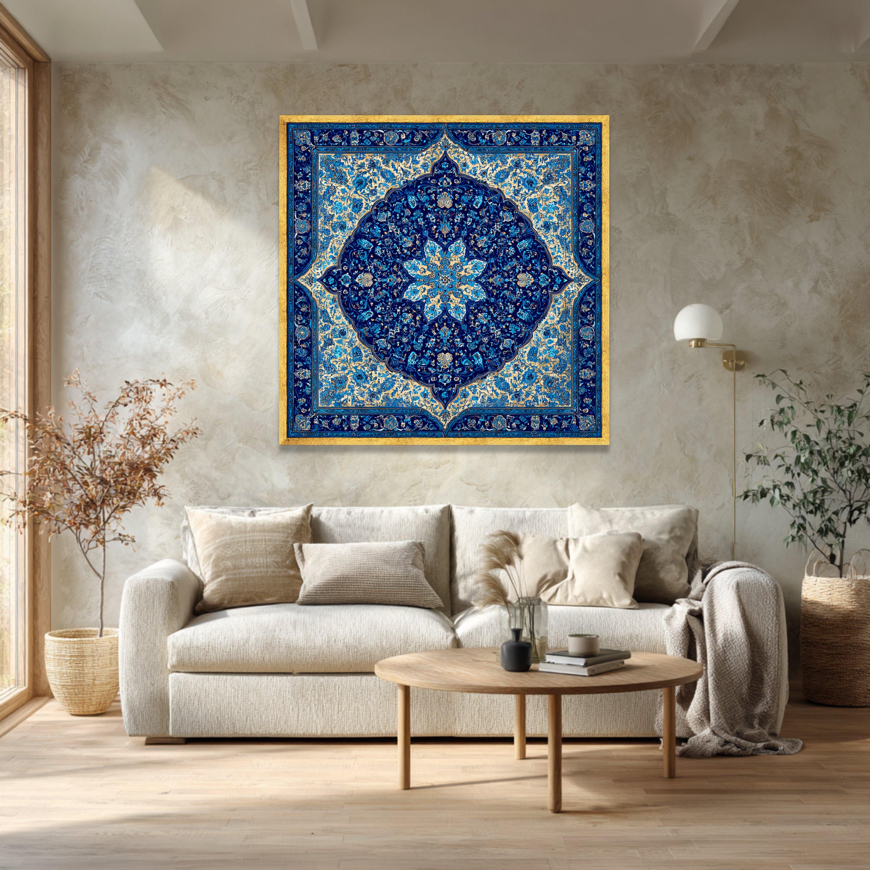 Persian Tile Canvas Art, Blue Floral Middle Eastern Decor - Etsy