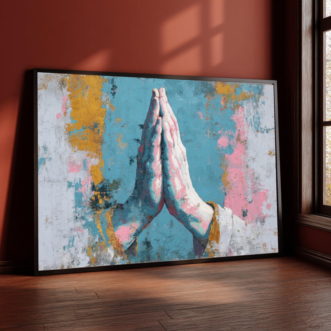 Praying Hands Canvas Wall Art, Spiritual Prayer Hands Painting ...