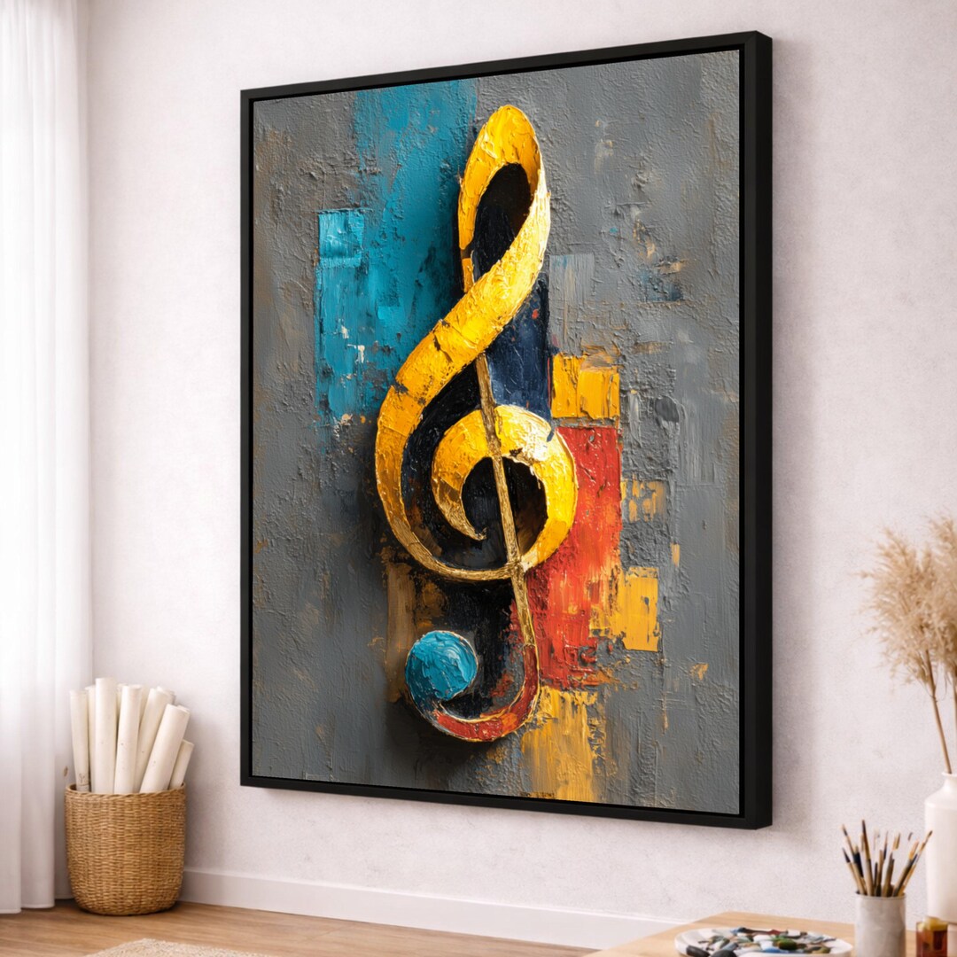 Treble Clef Canvas Art, Abstract Music Note, Modern Music Room Decor - Etsy