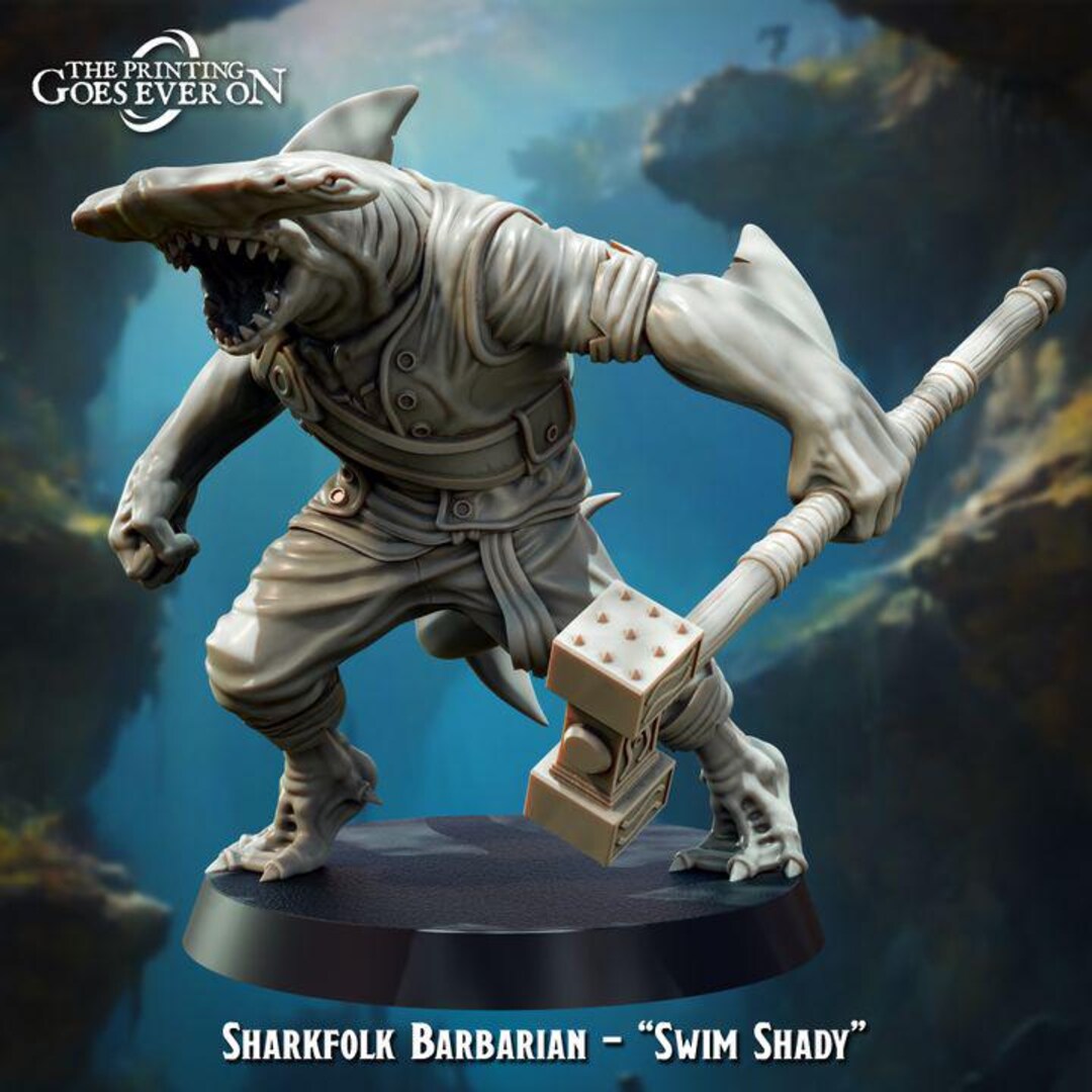 Sharkfolk Barbarian - Swim Shady - RPG Exclusive - the Printing Goes ...