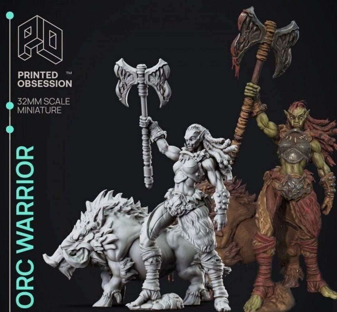 The Orc Warrior With Familiar Foundling Miniature for Tabletop Gaming ...