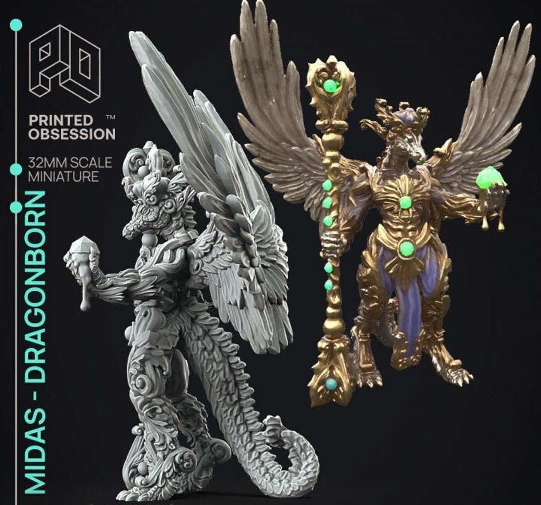 Midas Dragon Two Types Flesh of Gold Tabletop Gaming Resin Miniature by ...