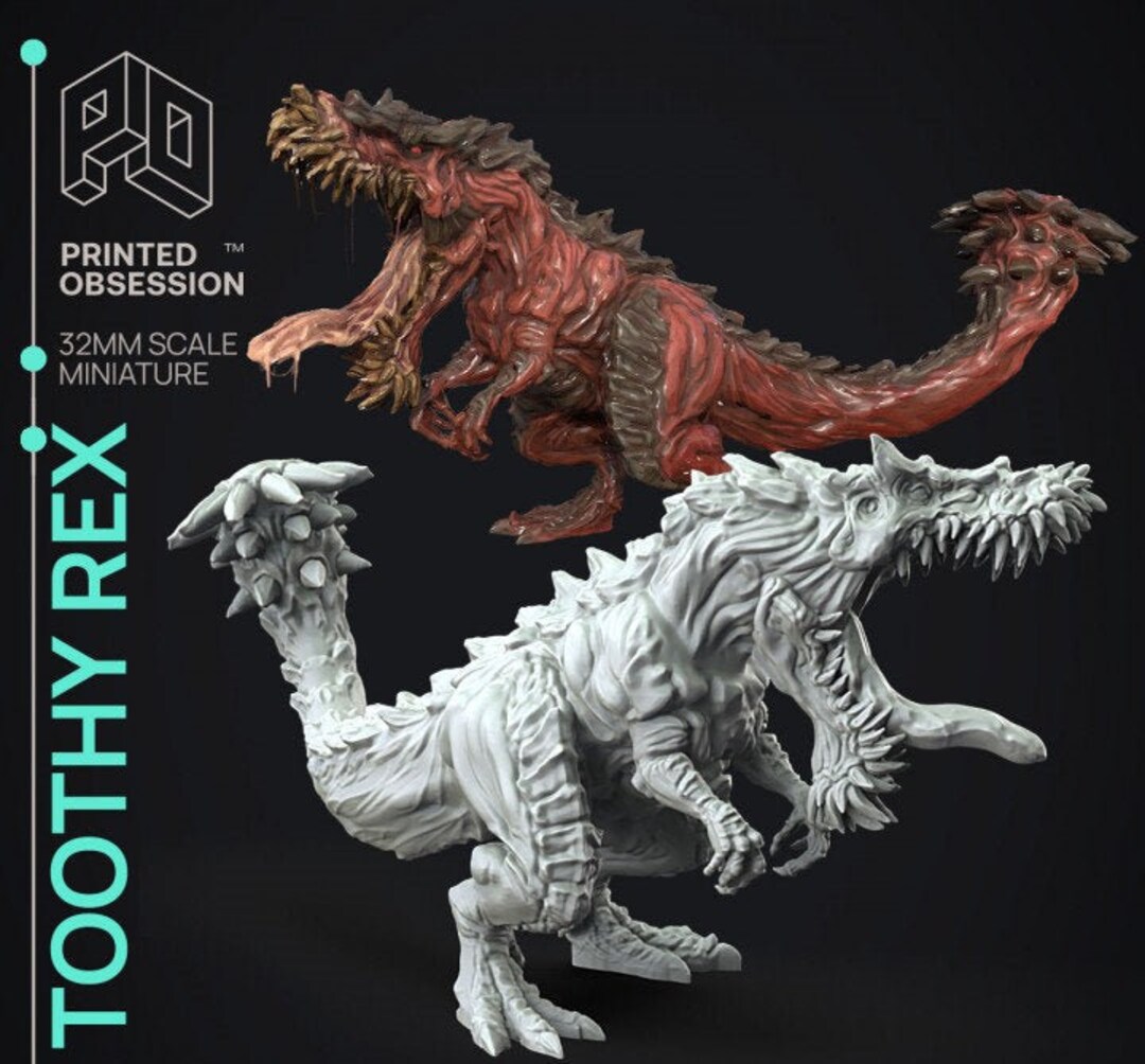 Toothy Rex Miniature 32mm Scale Dinosaur Figure by Printed Obsession 3D ...