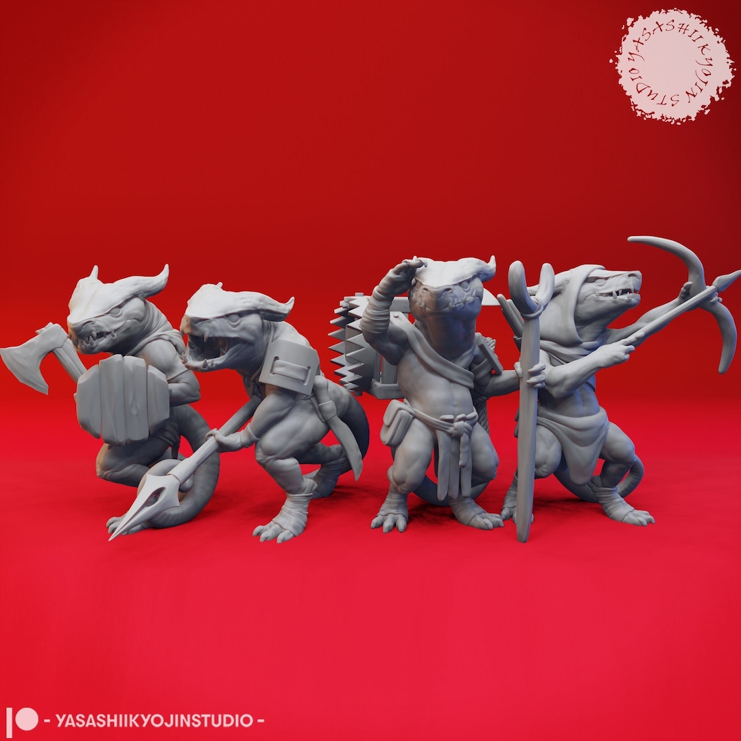 Kobold Tribe 4 Figures 32/54mm Tabletop Gaming by Yasashii Kyojin ...