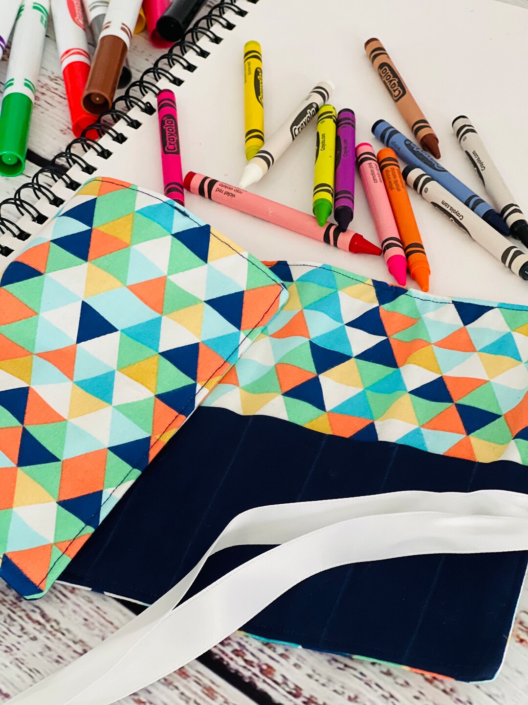 Crayon & Marker Roll | Geometric | Roll up Art Case - Etsy
