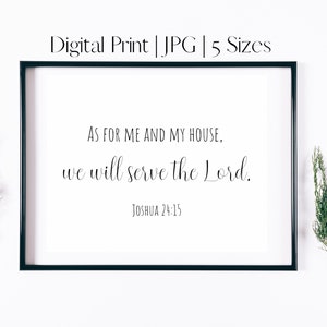 As for Me & My House We Will Serve the Lord Digital Print Instant ...