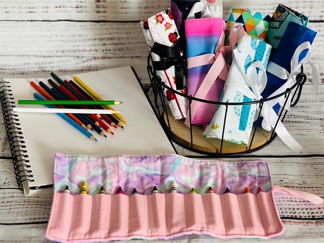 Crayon & Marker Roll Pink Swirl Roll up Art Case - Etsy