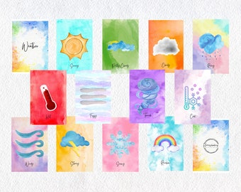 Weather Flashcards Weather Flashcards Homeschool - Etsy
