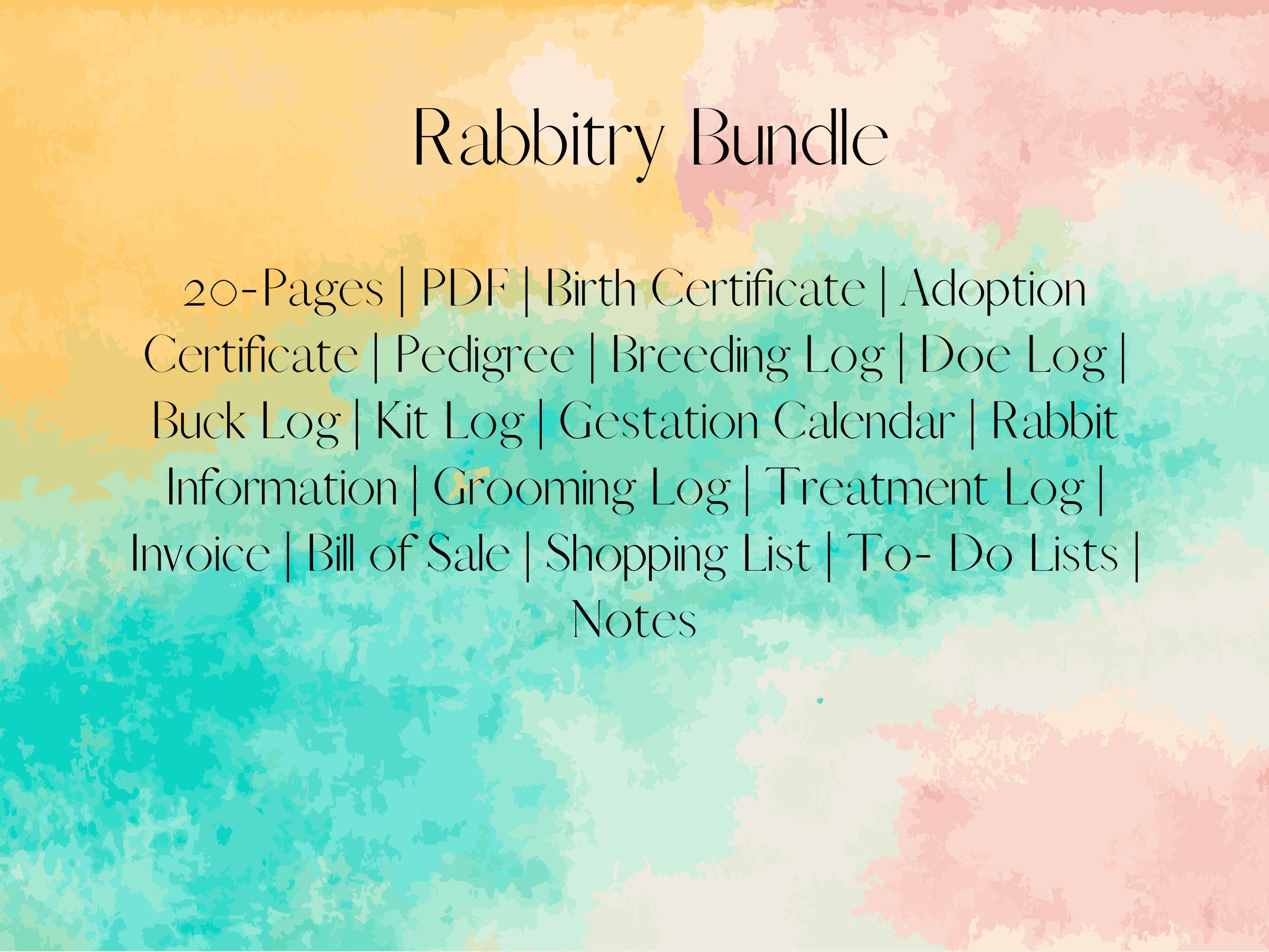 Printable Rabbitry Bundle Ultimate Rabbitry Record Keeping Instant ...