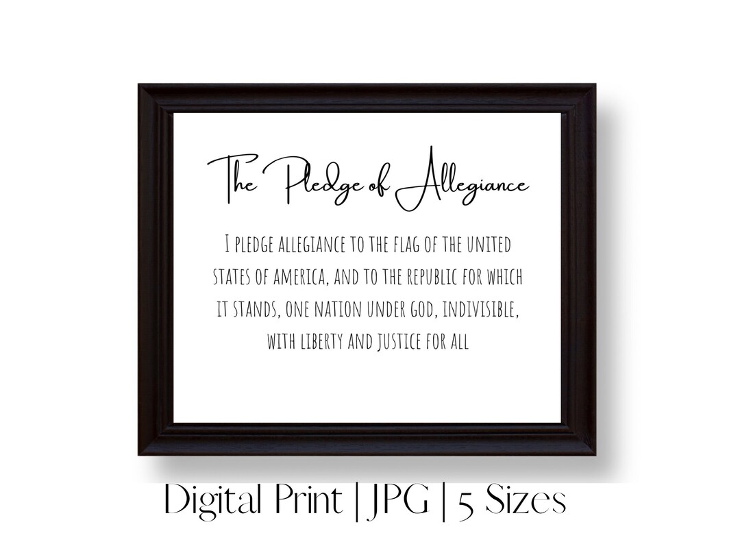 Pledge of Allegiance Digital Download JPG 5 Sizes USA Homeschool ...