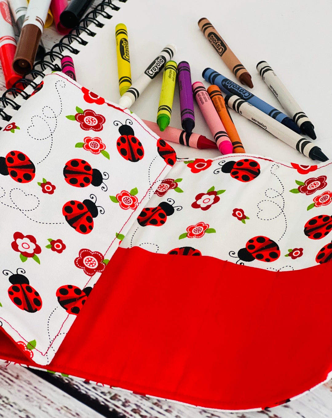 Crayon & Marker Roll Lady Bug Roll up Art Case - Etsy