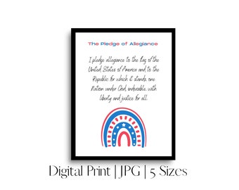 Pledge of Allegiance Printable USA Classroom Homeschool Digital ...