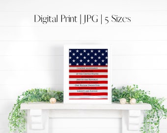 Art Print PLEDGE OF ALLEGIANCE 8x10 Inch in Color Print Framed or ...
