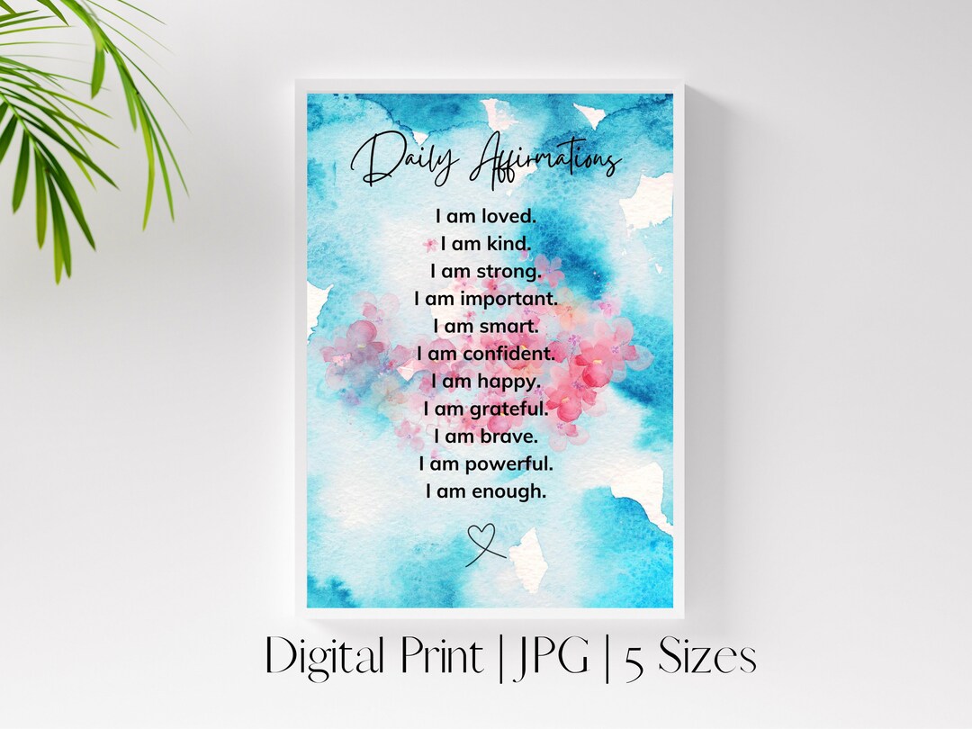 Daily Affirmations Digital Print Instant Download Self Love ...