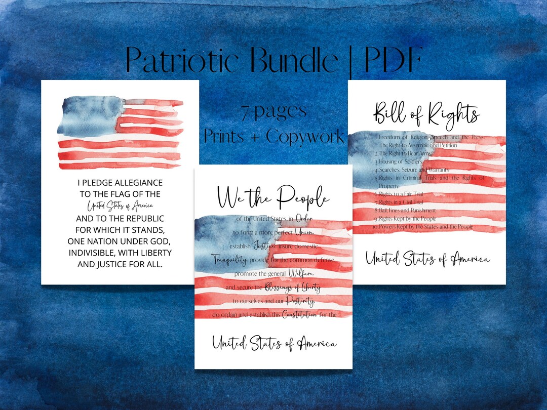 Patriotic Bundle | Pledge of Allegiance | We the People | Bill of ...