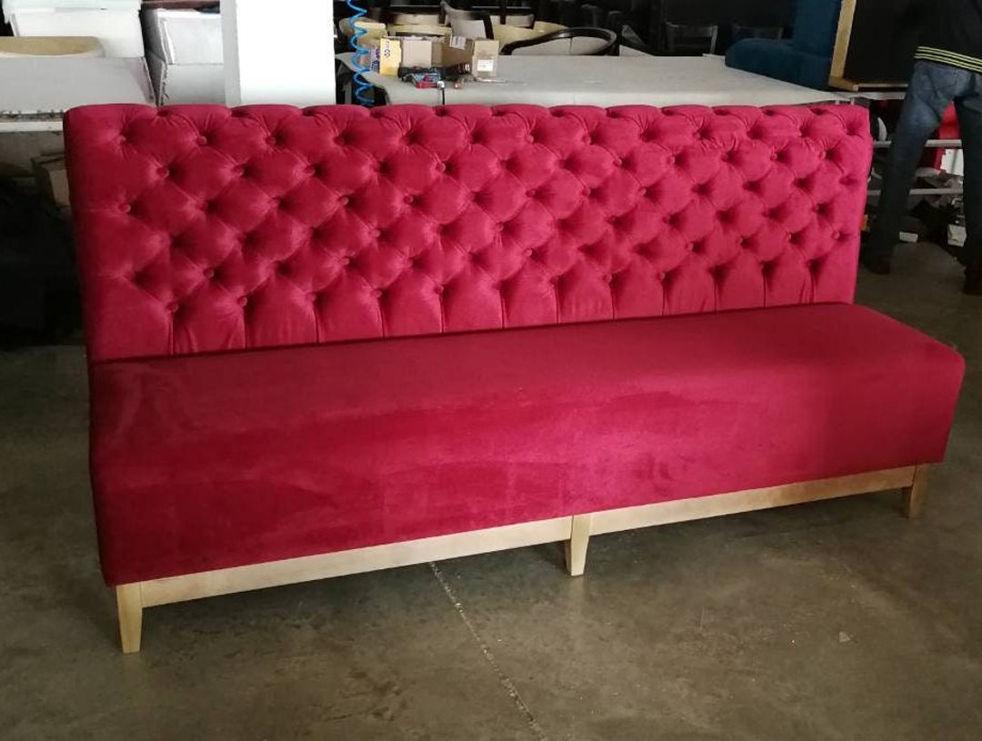 Upholstered Buttoned Chesterfield Dining Booth Bench Reception Sofa ...