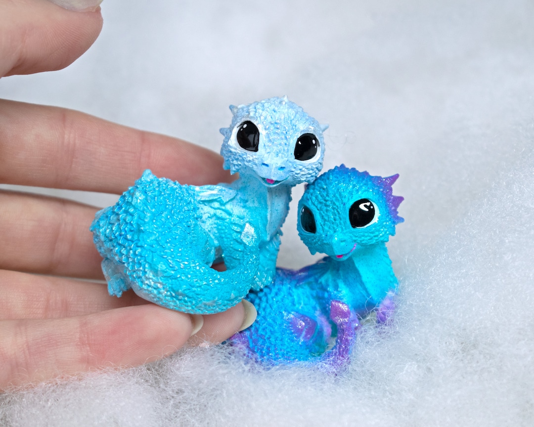 Cute Dragon Figurine, Winter Dragon Toy, Baby Dragon Sculpture, Clay ...