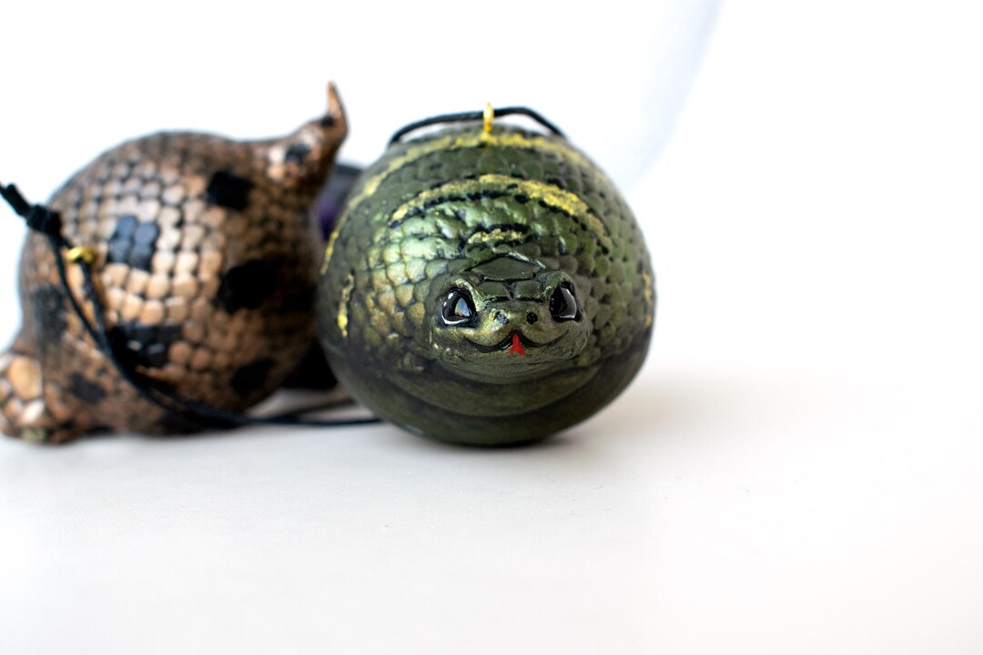Chubby Snake Ornament, PREORDER, Snake Fıgurıne, Green Snake Decoratıon ...