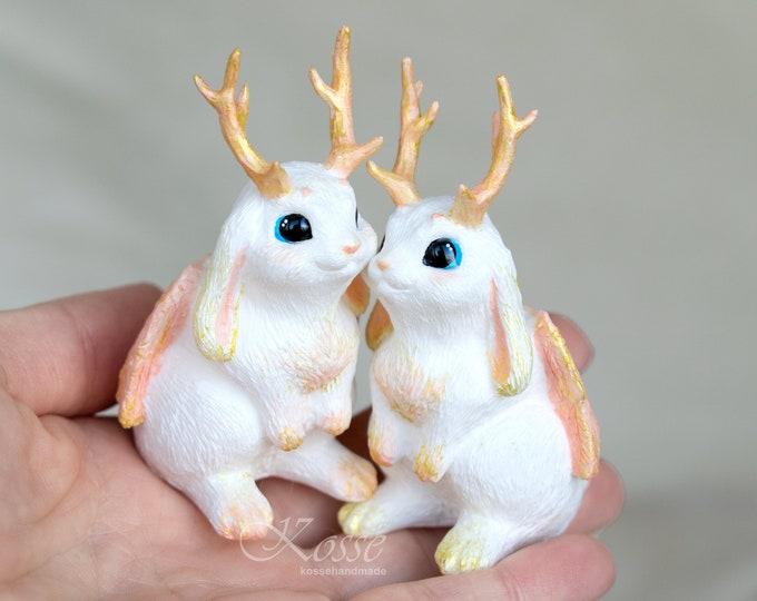 Jackalope Figurine, Wolpertinger , Cute Rabbit Figurine, Cute Bunny ...