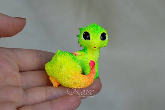 Cute Baby Dragon Figurine Cute Dragon Sculpture Neon Dragon - Etsy