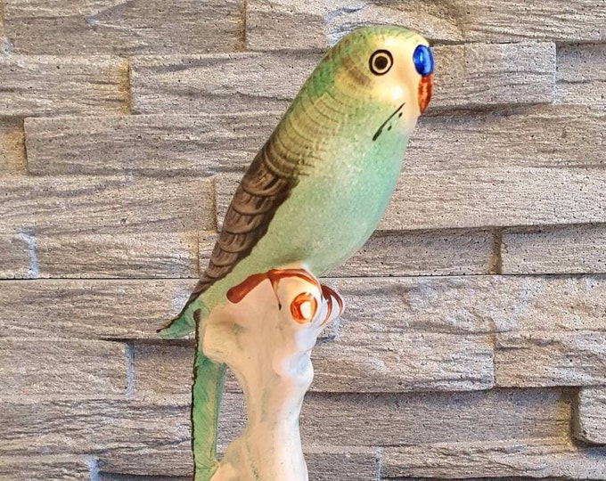 Vintage Parrot Pottery From Hungary, Art Deco Parrot, Hand Painted - Etsy