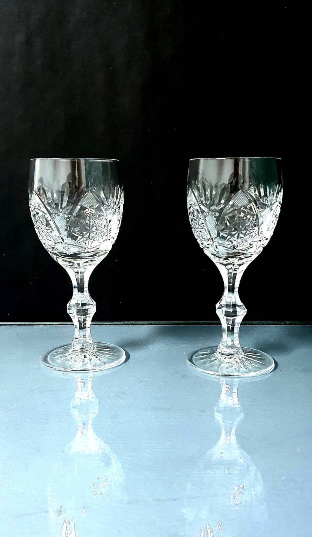 White Wine Bleikristal Glasses, 2 Pieces, Hand-cut Crystal, Bohemia - Etsy